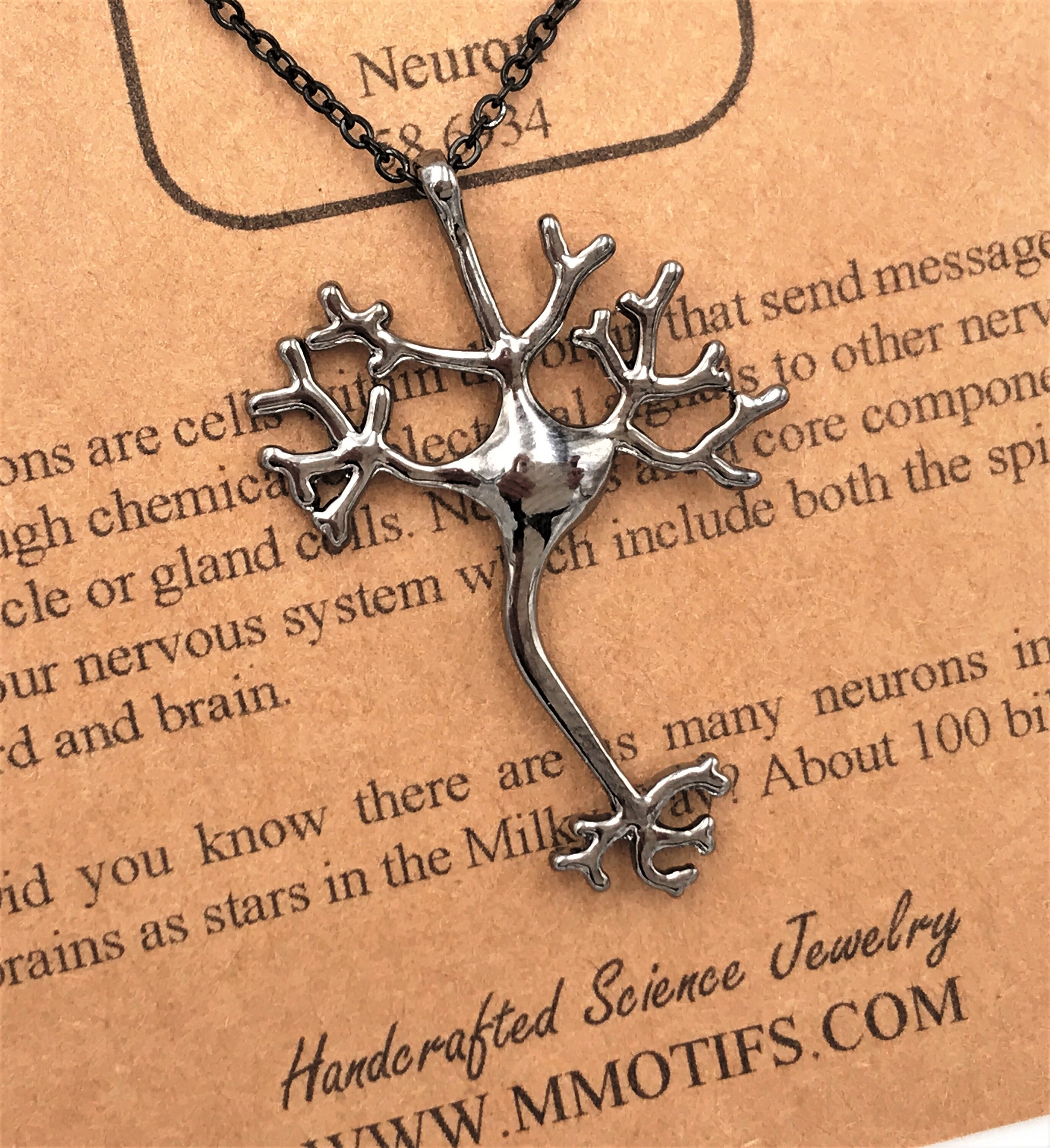 Neuron Necklace in Black Chrome women in Stem-tree of | Etsy