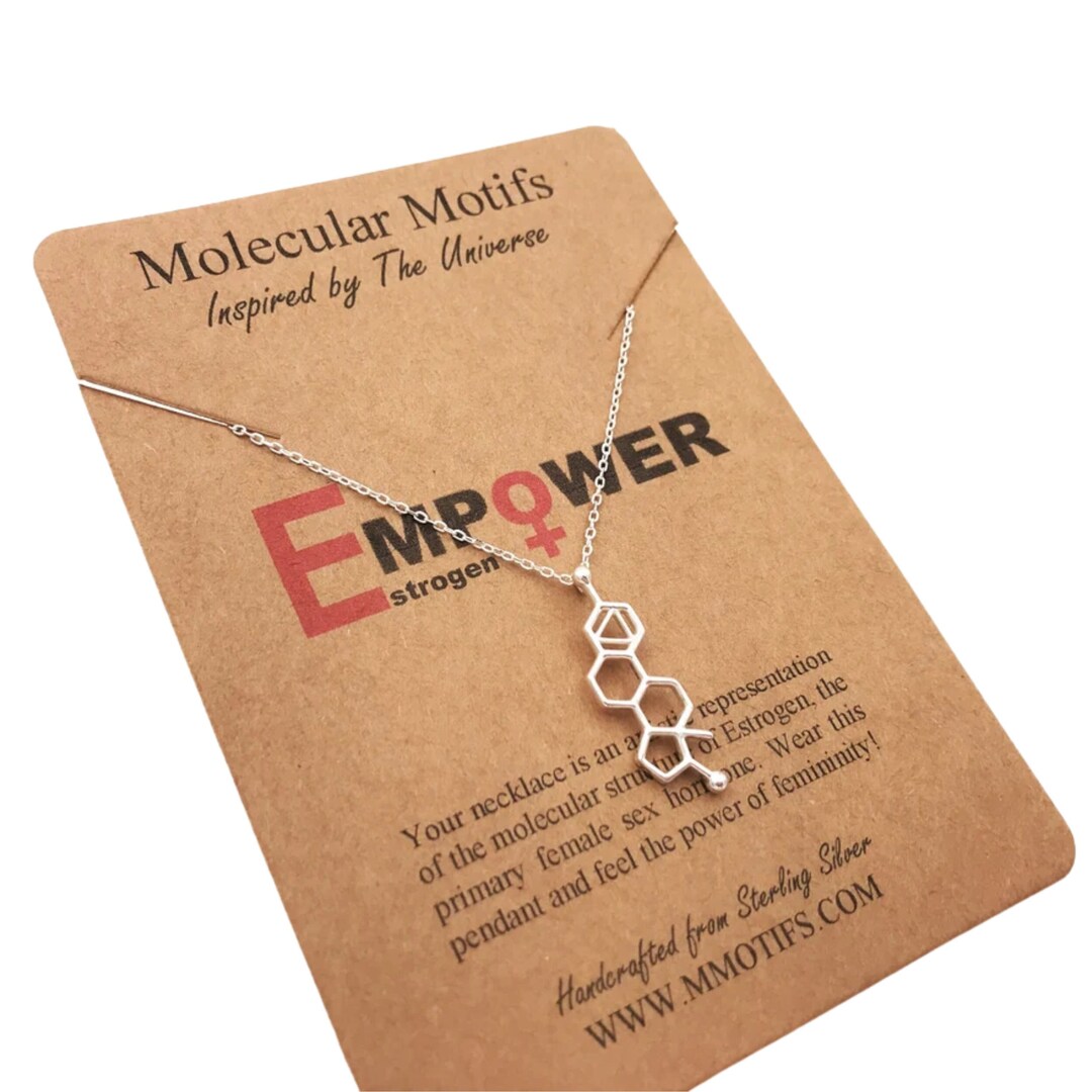 Sterling Silver Estrogen Hormone Molecule Necklace,feminine Power ...
