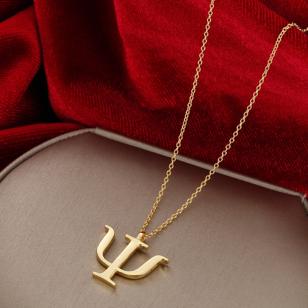 18k Gold Sterling Silver Psi Ψ Symbol Pendant Necklace-psychology ...