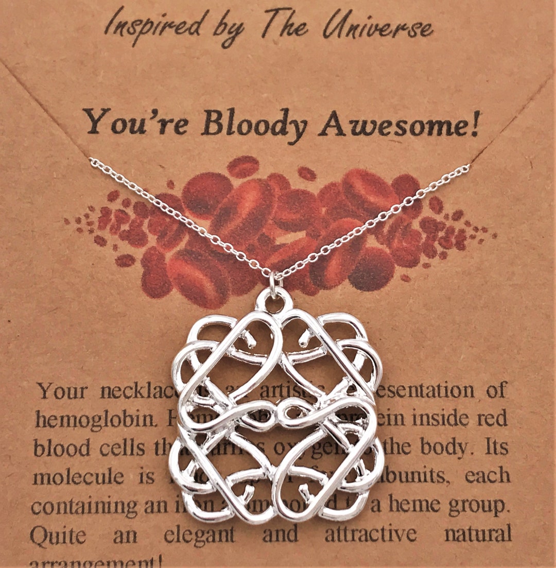 You're Bloody Awesome! Hemoglobin Molecule Necklace W/ Custom Gemstone ...