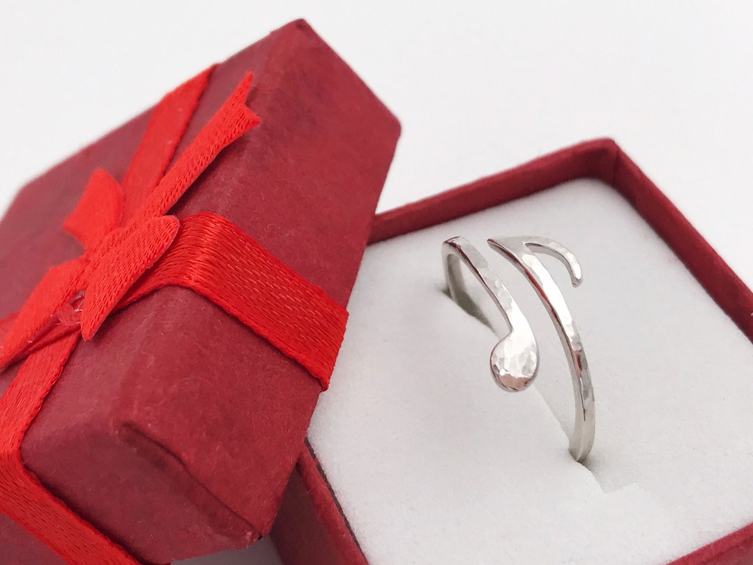 Music Note Ring-sterling Silver-hammered Texture-symbol Ring-symbolic ...
