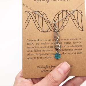 DNA Pendant Custom Birthstone Charm-hand Made DNA Necklace-doctor ...