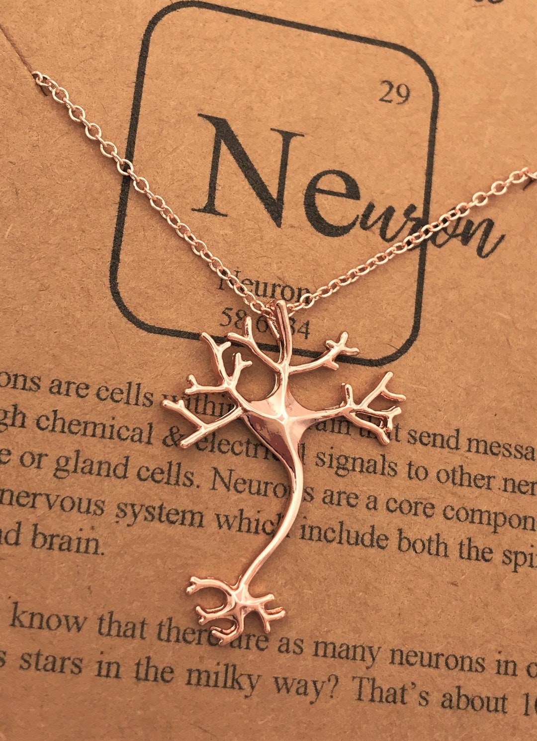 Rose Gold Neuron Tree of Life Pendant: Handmade Science Jewelry - Etsy