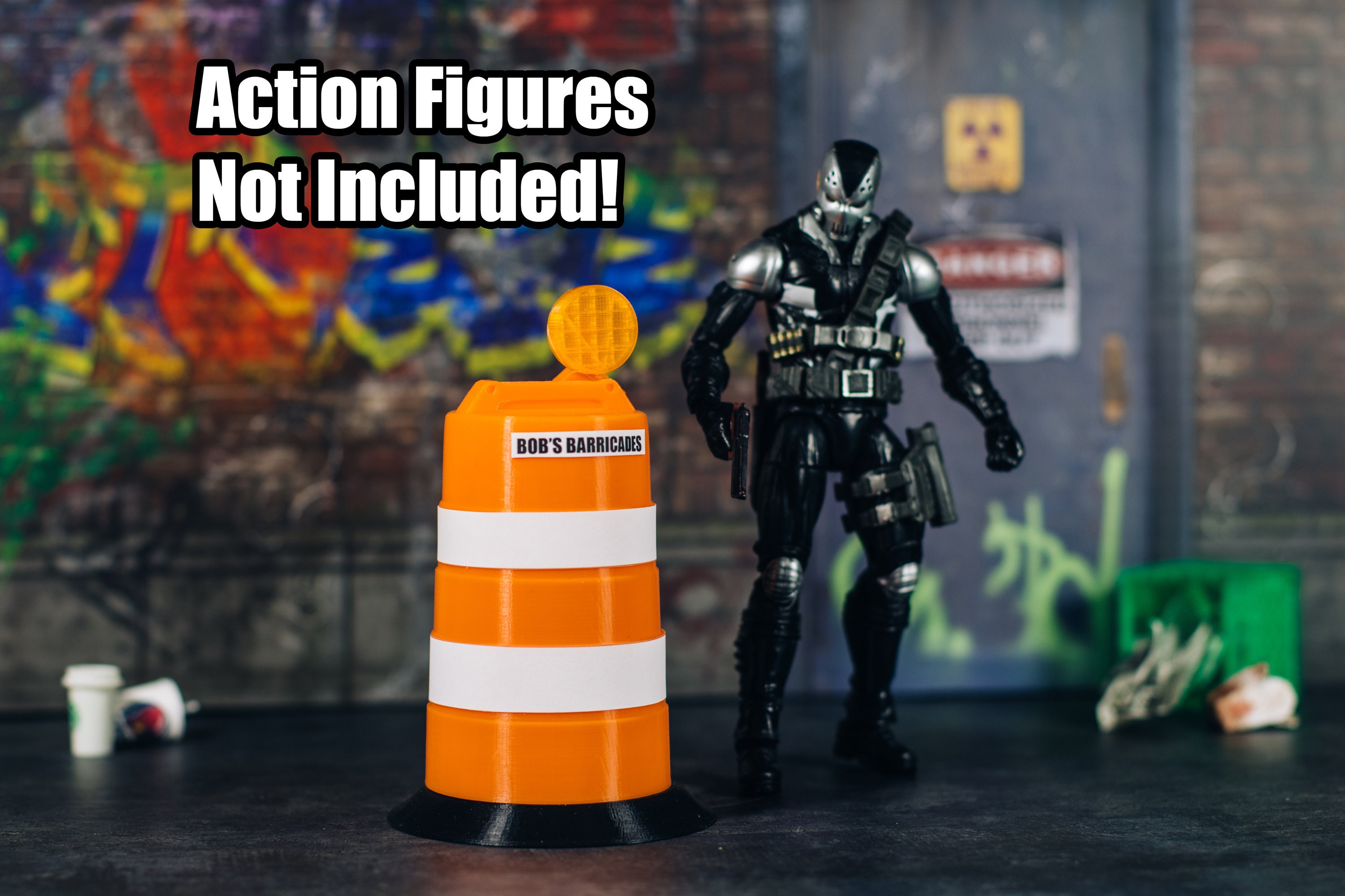 Miniature Orange Traffic Barricade Diorama PROP ONLY Action Figures, 1/ ...