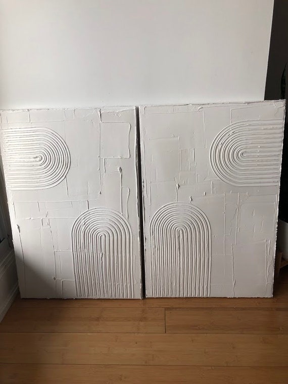 ARCHES DUET in Pure White Minimalist Textured Plaster Art - Etsy