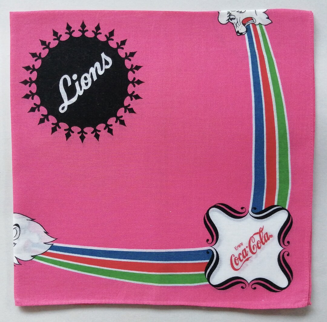 Coca Cola Lion Pink Bandana, 20 X 20 Inches, Advertisement Bandanna ...