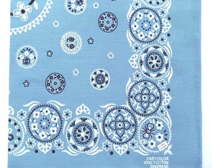 Blue Western Paisley Bandana, 20" X 20" Inches, All Cotton, Fast Color ...