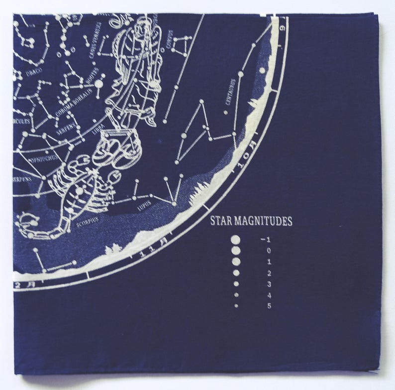 Vintage Starlight Map Bandana 20 X 20 Inches 100% Cotton, Holiday Gifts ...