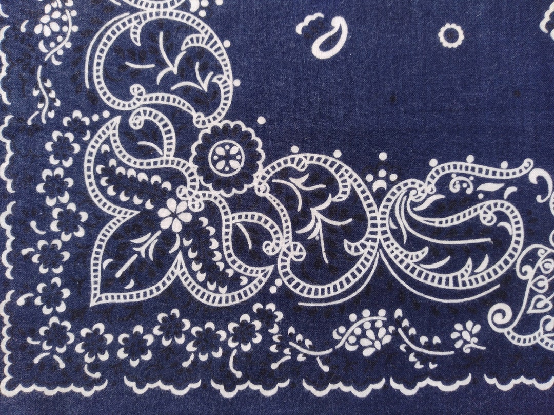 Blue Western Paisley Bandana, 20" X 20" Inches, All Cotton, Fast Color ...
