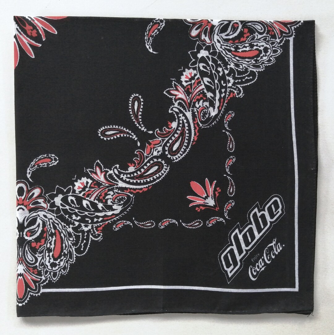 Paisley Black Bandana Globe Coca Cola 20.5" X 20.5" Inches ...