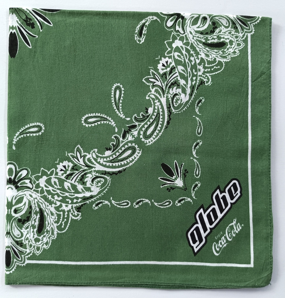 Paisley Green Bandana Globe Coca Cola 20 X 20 Inches, Advertisement ...