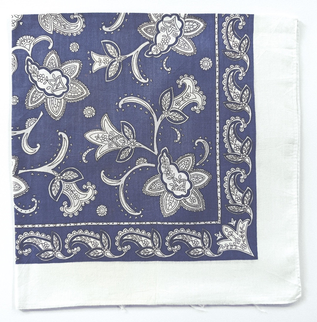 Blue Paisley Floral Bandana, 20" X 20" Inches, Cotton, Holiday Gifts - Etsy