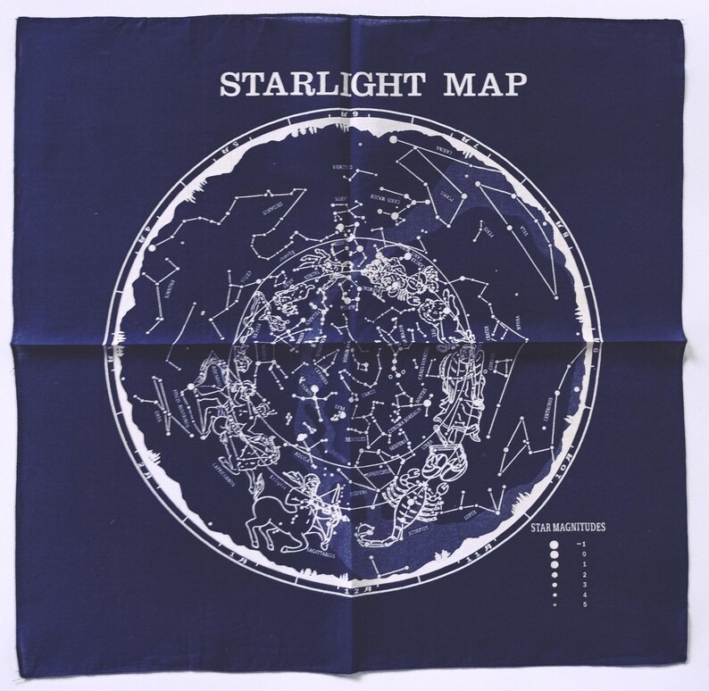 Vintage Starlight Map Bandana 20 X 20 Inches 100% Cotton, Holiday Gifts ...
