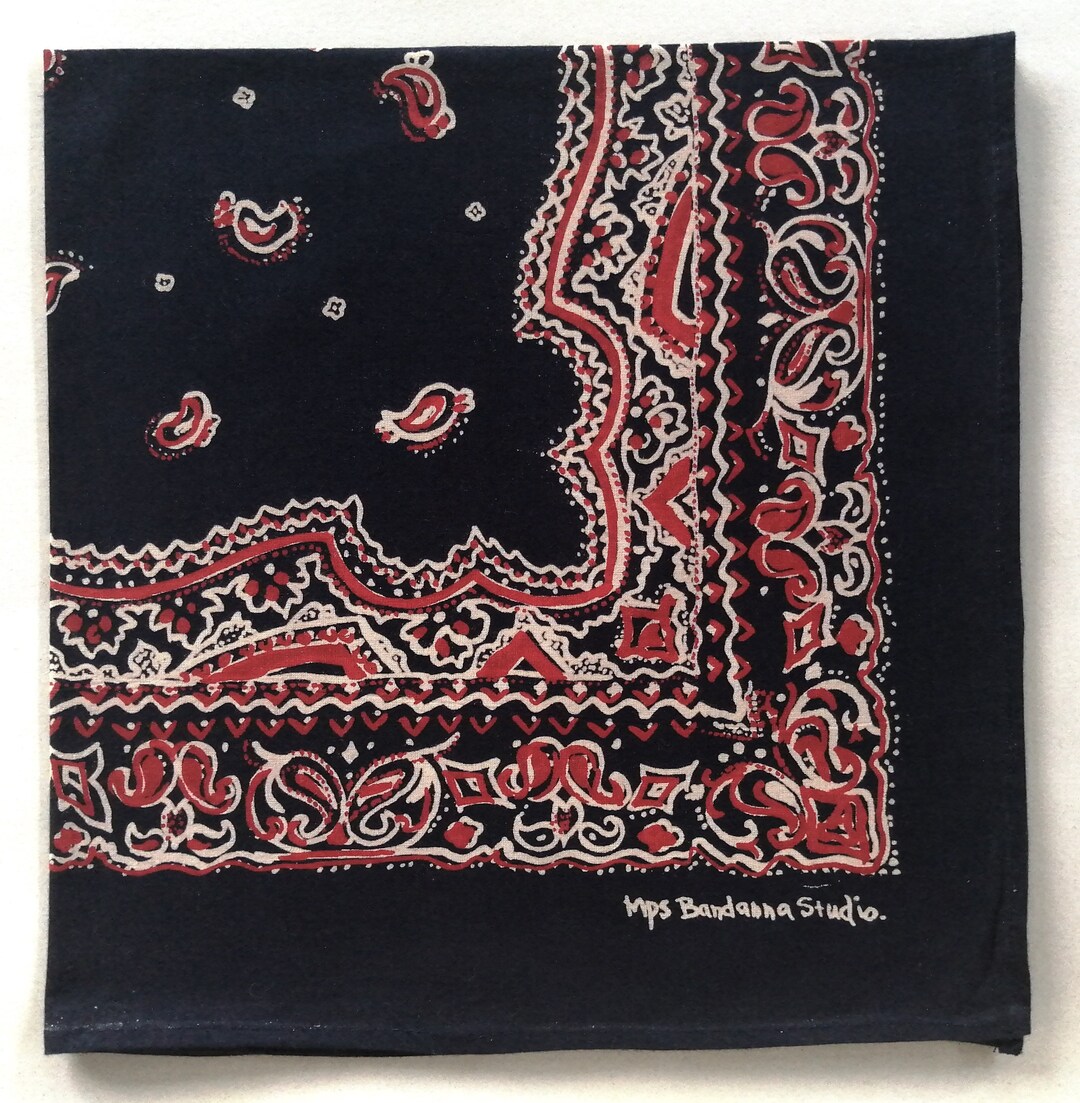 Blue and Red Street Design Bandana 21" X 22" Inches 100% Cotton ...