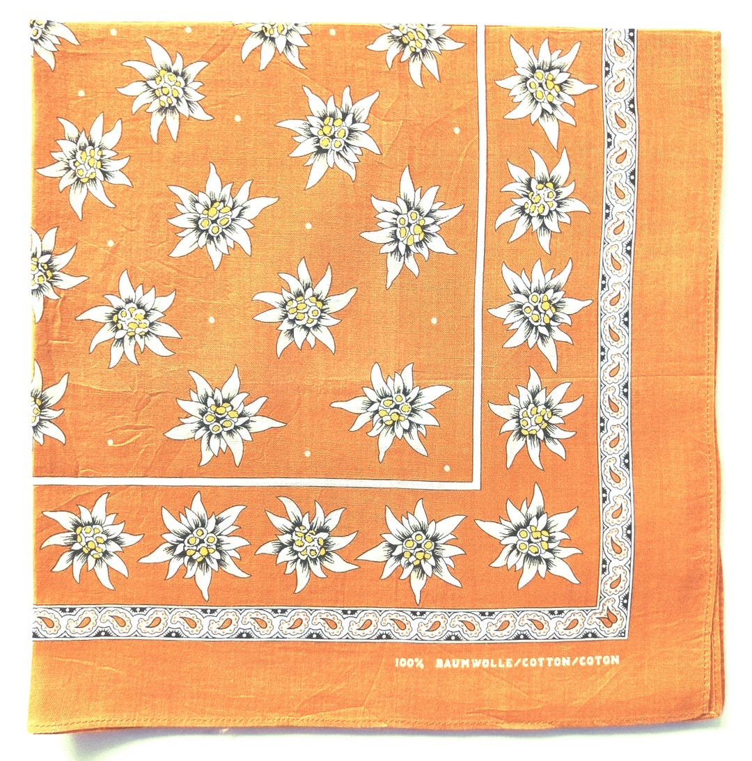 Swiss Edelweiss Yellow Bandana, 20 X 20 Inches, 100% Baumwolle, Cotton ...