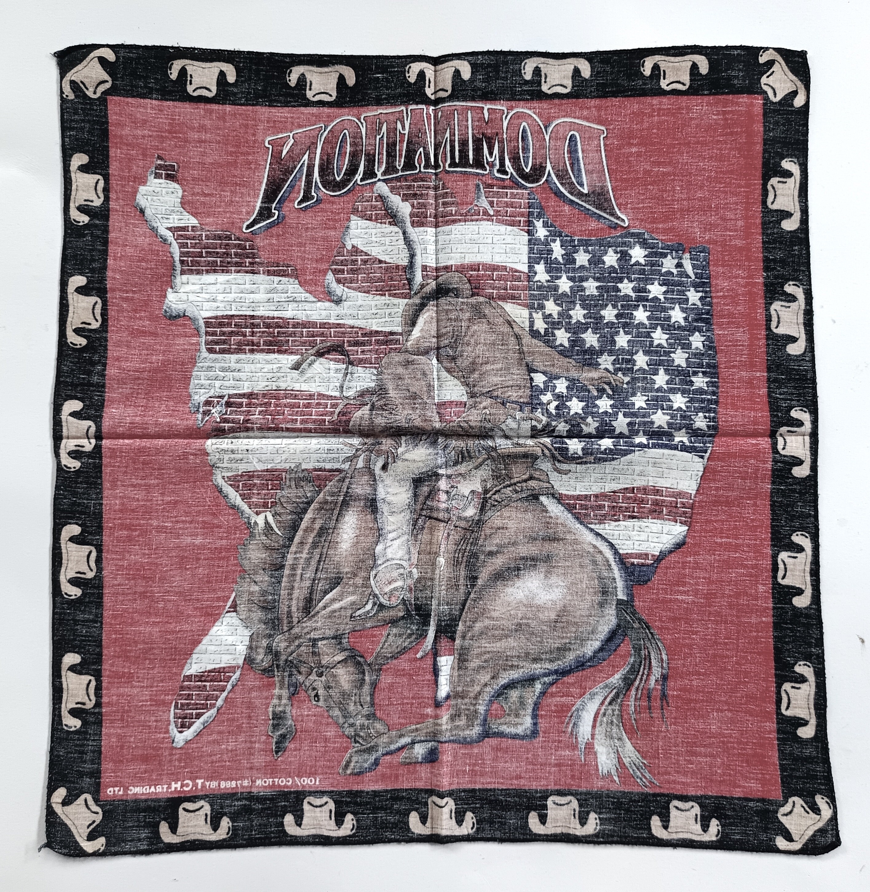 Cowboy Bandana, 19.5" X 20" Inches, Domination Texas Rodeo Horse ...