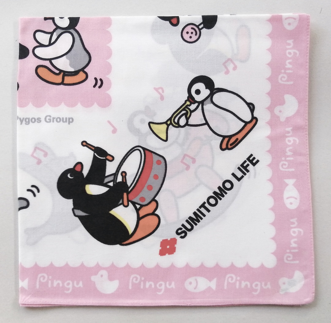 Pingu Bandana, Cute Pingu Activities on Pink Bandana, 21 X 20.5 Inches ...