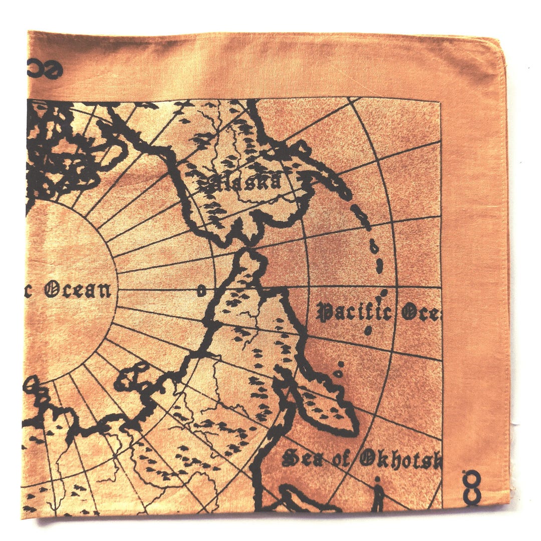 Yellow Map Bandana 20 X 20 Inches, Cotton Holiday Gifts - Etsy