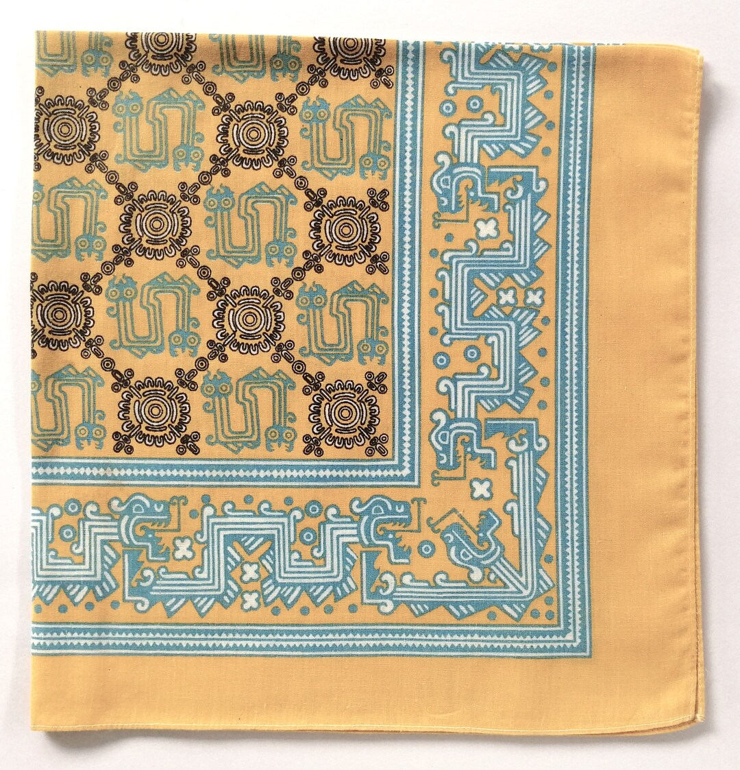 Yellow Bandana Dragon Pattern 23x 23 Inches, Japanese Design ...