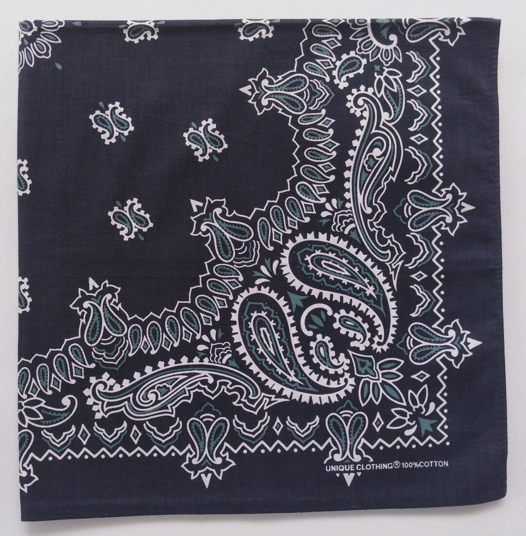 Blue Paisley Floral Bandana 22" X 22" Inches Cowboy Bandana 100% Cotton ...