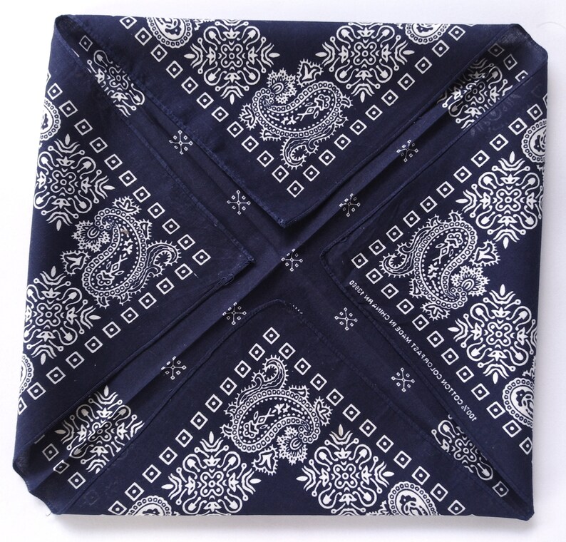 Paisley Indigo Bandana 20 X 21 Inches Color Fast 100% Cotton, RN13960 ...