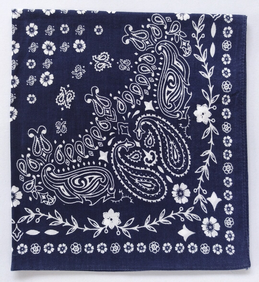 Blue Floral Paisley Bandana 19" X 18" Inches Cotton, Holiday Gifts - Etsy