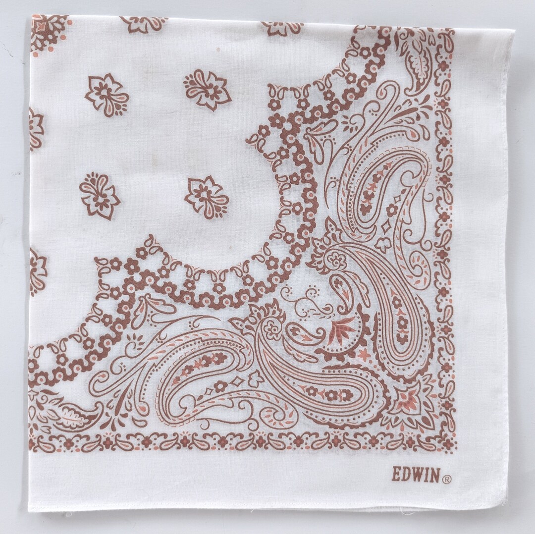 Edwin White Paisley Bandana, 21 X 21 Inches, Cotton, Holiday Gifts - Etsy