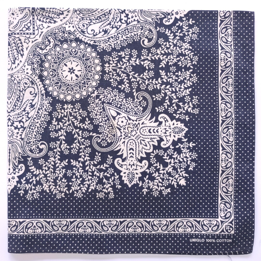 Blue Paisley and Dots Bandana,22.5" X 22" Inches, 100% Cotton, Holiday ...