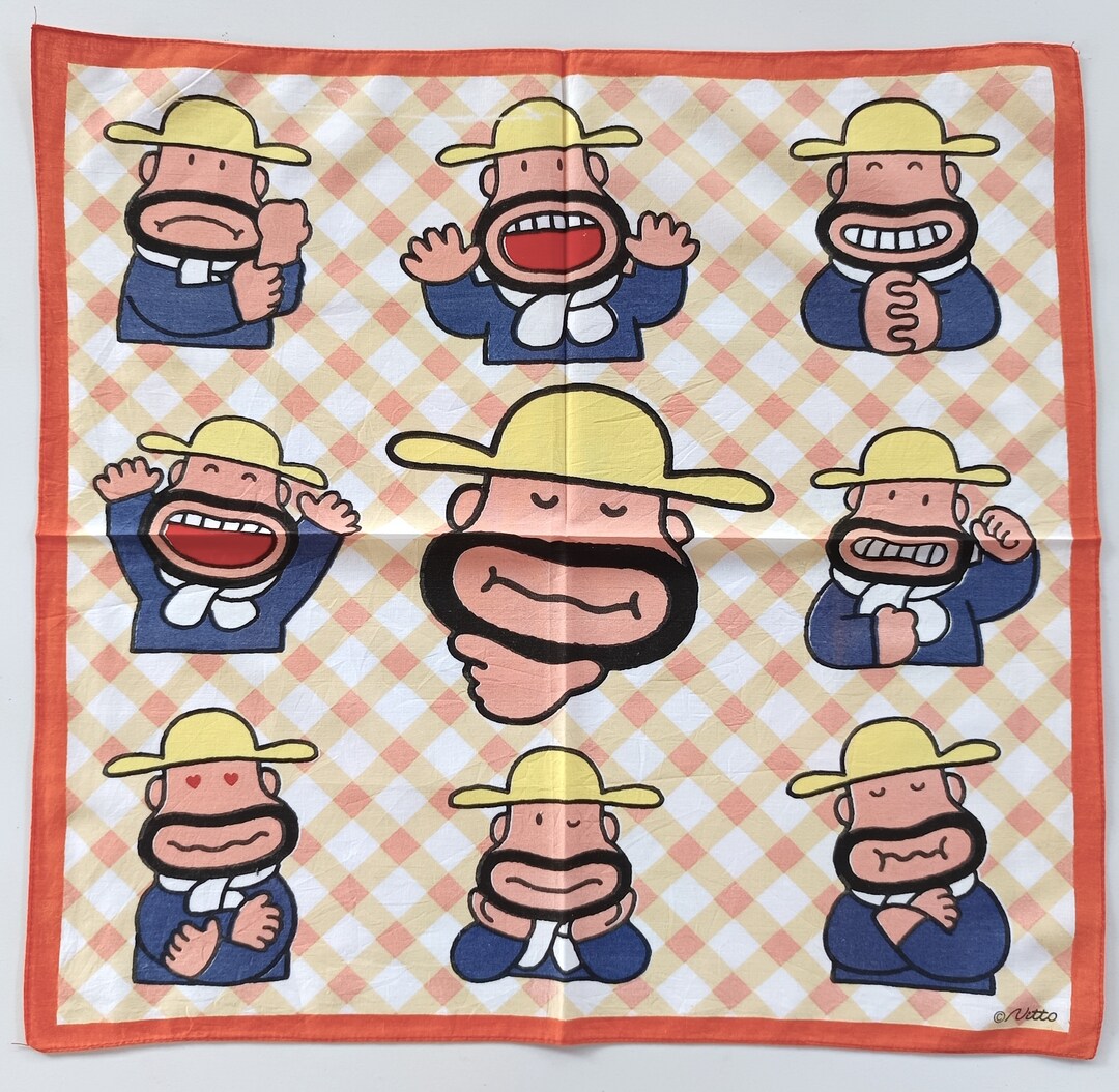 Japanese Cartoon Bandana, 20" X 19" Inches, "uncle Carl's Lunch Cloth ...