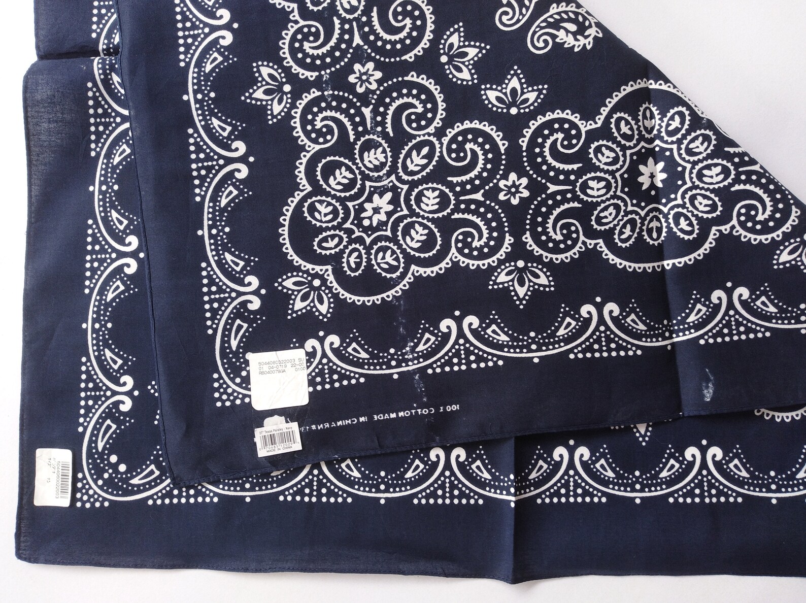 Vintage Big Texas Paisley Floral Blue Bandana 26.5" X 26" Inches Cowboy ...