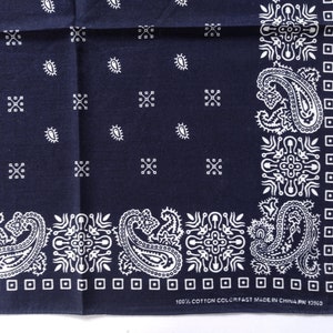 Paisley Indigo Bandana 20" X 21" Inches Color Fast 100% Cotton, RN13960 ...
