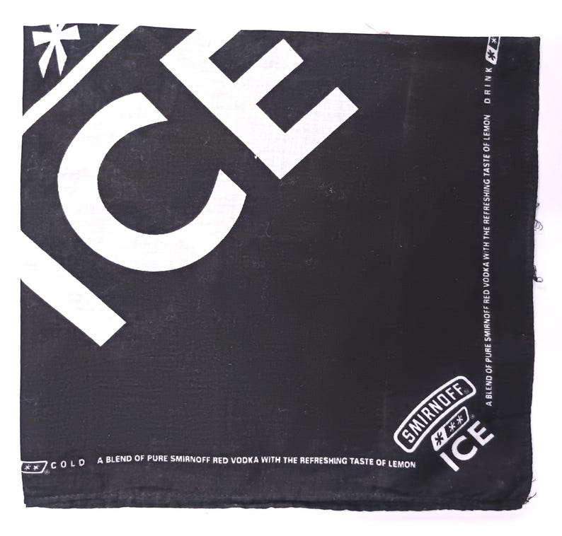 Classic Smirnoff Ice Bandanna, 20" X 18" Inches, Black Smirnoff Vodka ...