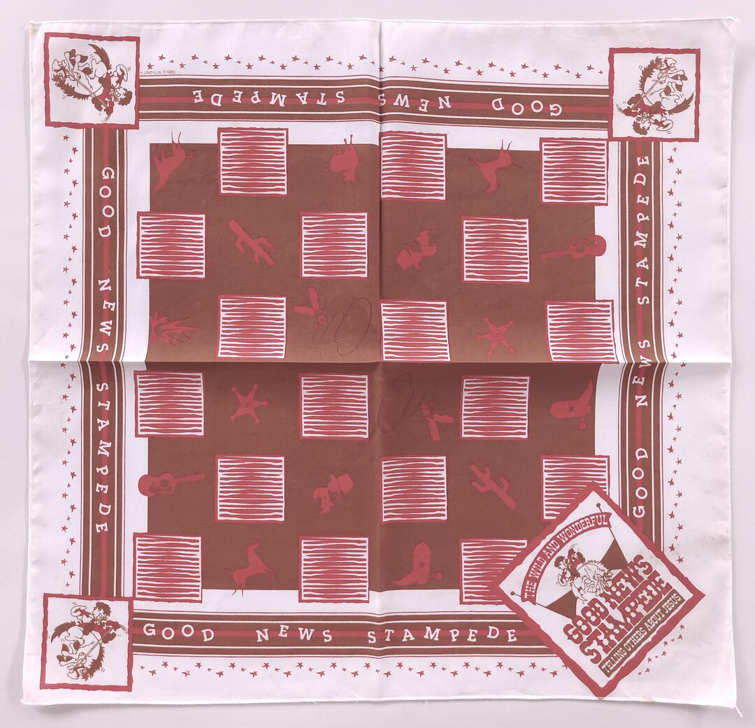 Vintage Good News Stampede Bandana, 22" X 21" Inches, Cowboy, Cotton ...