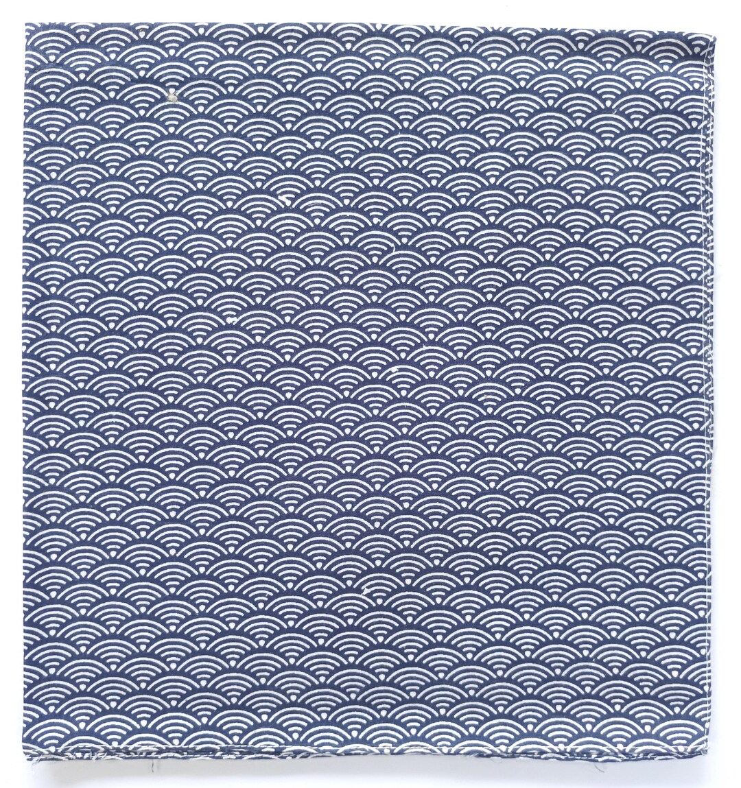 Classic Japanese Wave Pattern Bandana, 20" X 21" Inches, Japanese ...