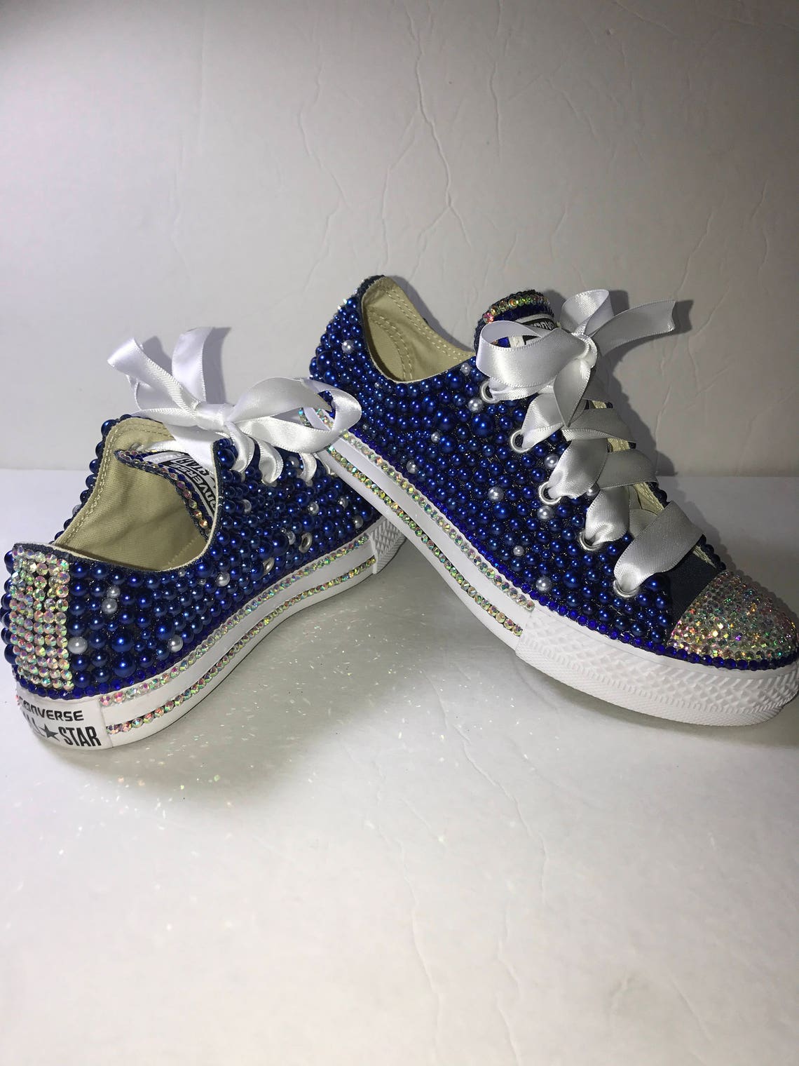 KIDS Blue Bling Converse All Star Chuck Taylor Sneakers | Etsy
