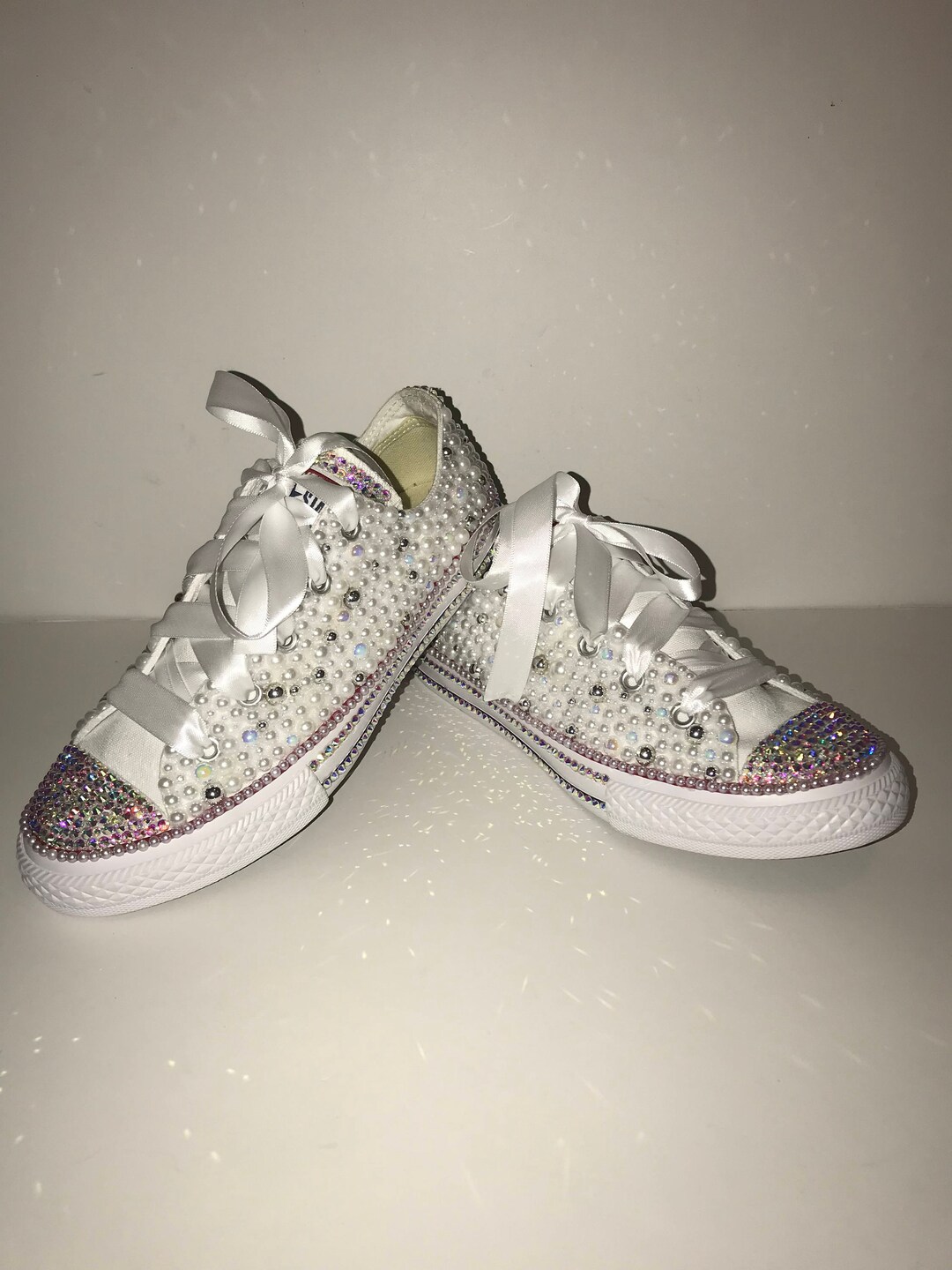 WOMEN'S White & Silver Bling Converse All Star Chuck Taylor Sneakers ...