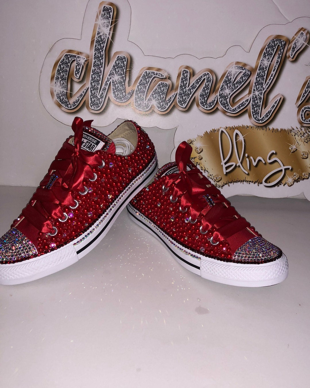 Kids Red Bling Converse Chuck Taylors: Rhinestone Sneakers - Etsy