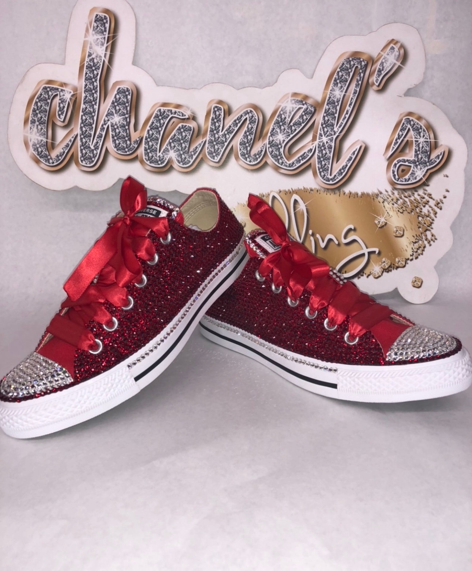 Kid's Red Rhinestone Bling All Star Chuck Taylor Sneakers - Etsy