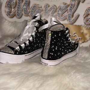 Women's Platform Black, White, Silver Bling Converse All Star Chuck ...