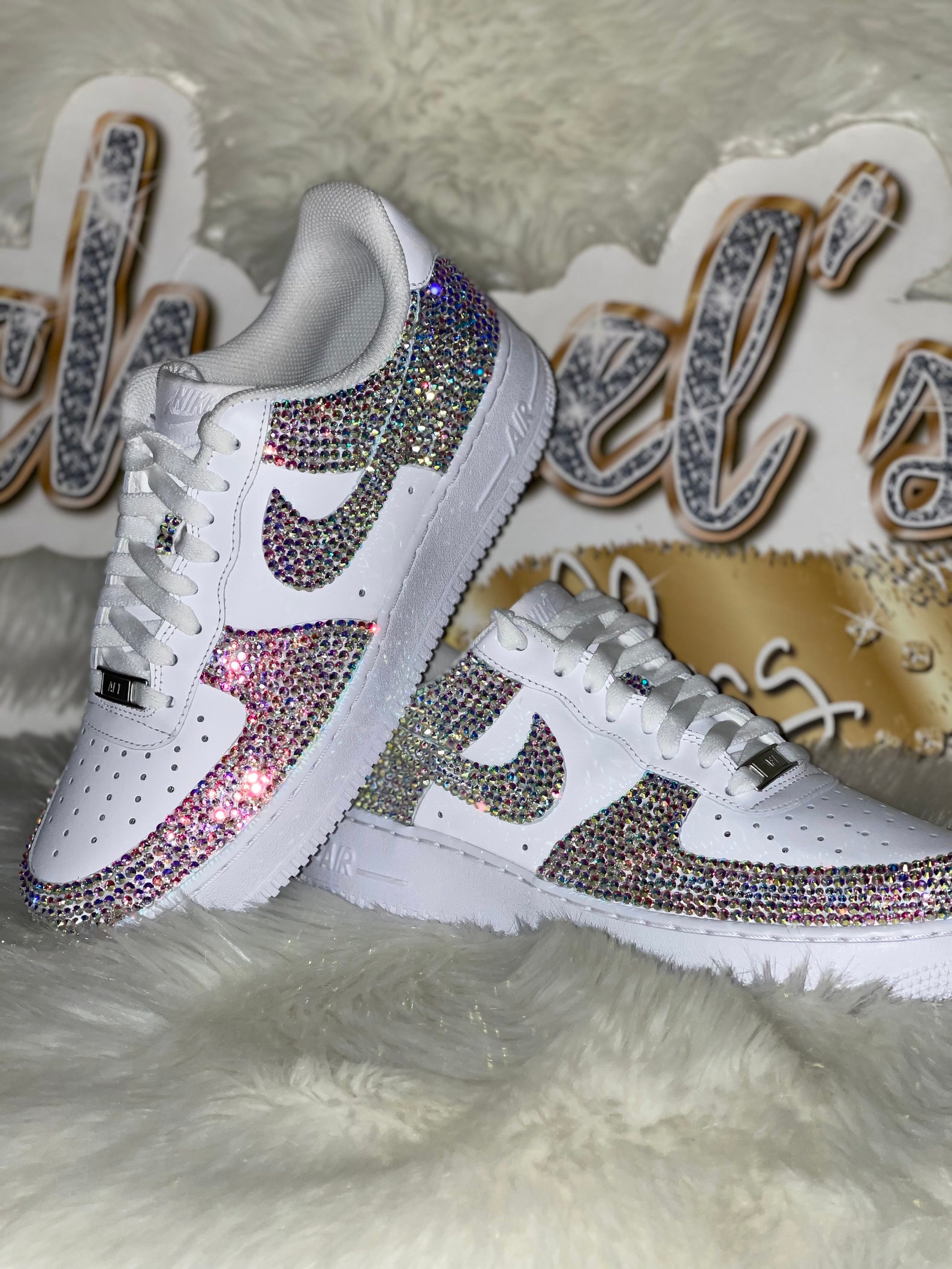 AF1 Nike Crystal Sneakers | Women's Hand-set Rhinestone Sneakers for ...