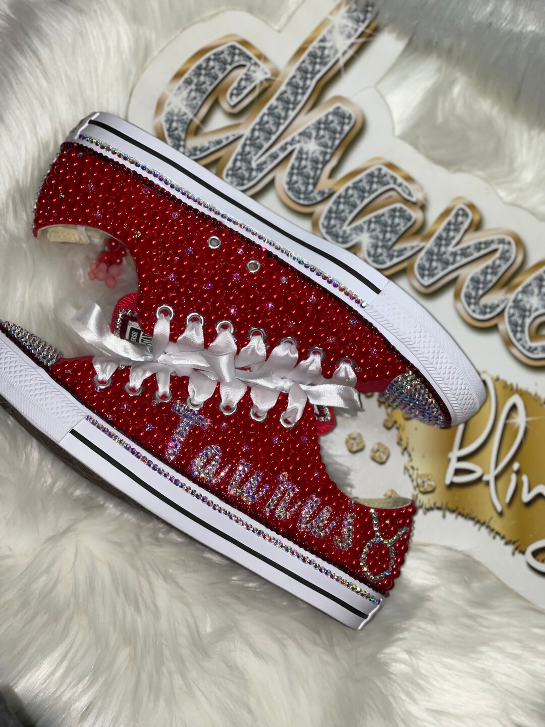 Zodiac Sign Red Crystal Converse Sneakers | Women's - Etsy