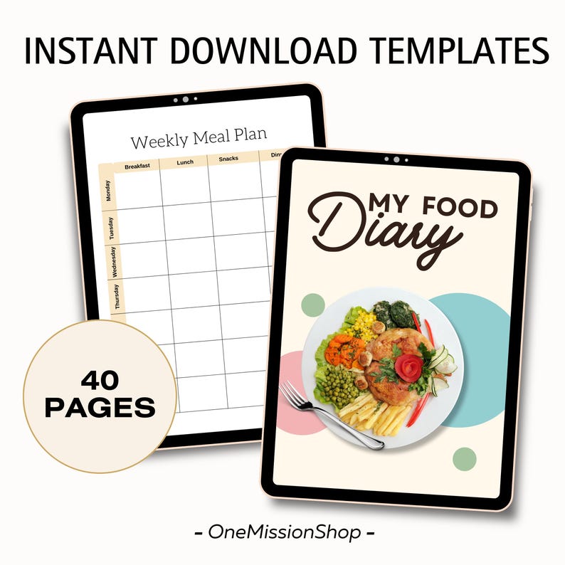 Printable Food Diary, Daily Food Journal, Fitness Diet, Meal Journal ...