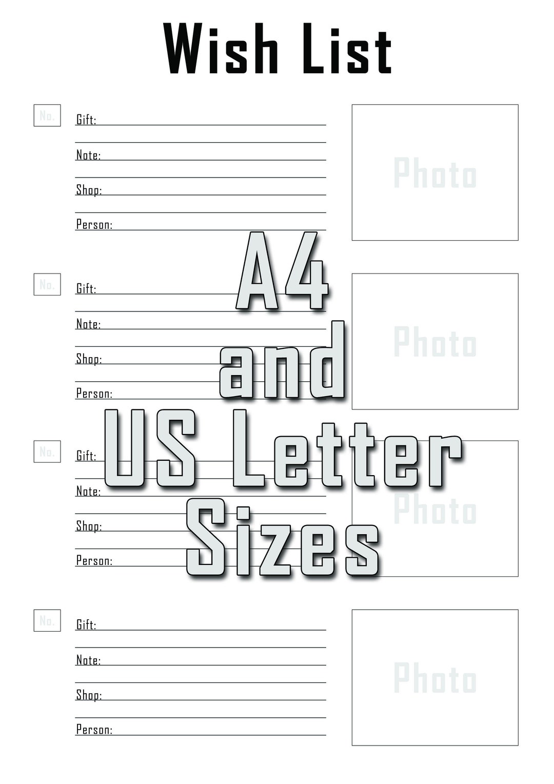 Wish List Printable Template for Scrapbooking Bullet Journaling Idea - Etsy