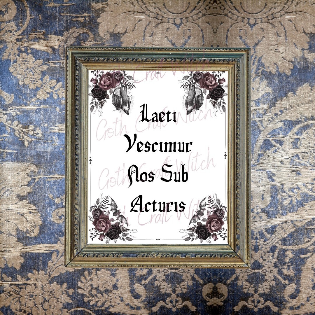 Latin Gothic Print: "we Gladly Feast" - Addams Family Inspired (digital ...