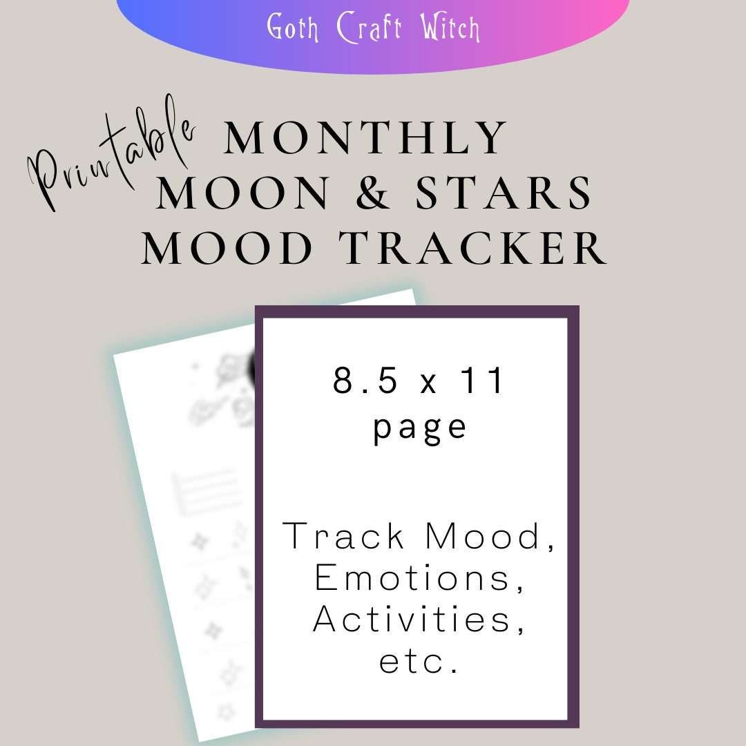 Digital Download Moon & Stars Monthly Mood Tracker, Printable Bullet ...