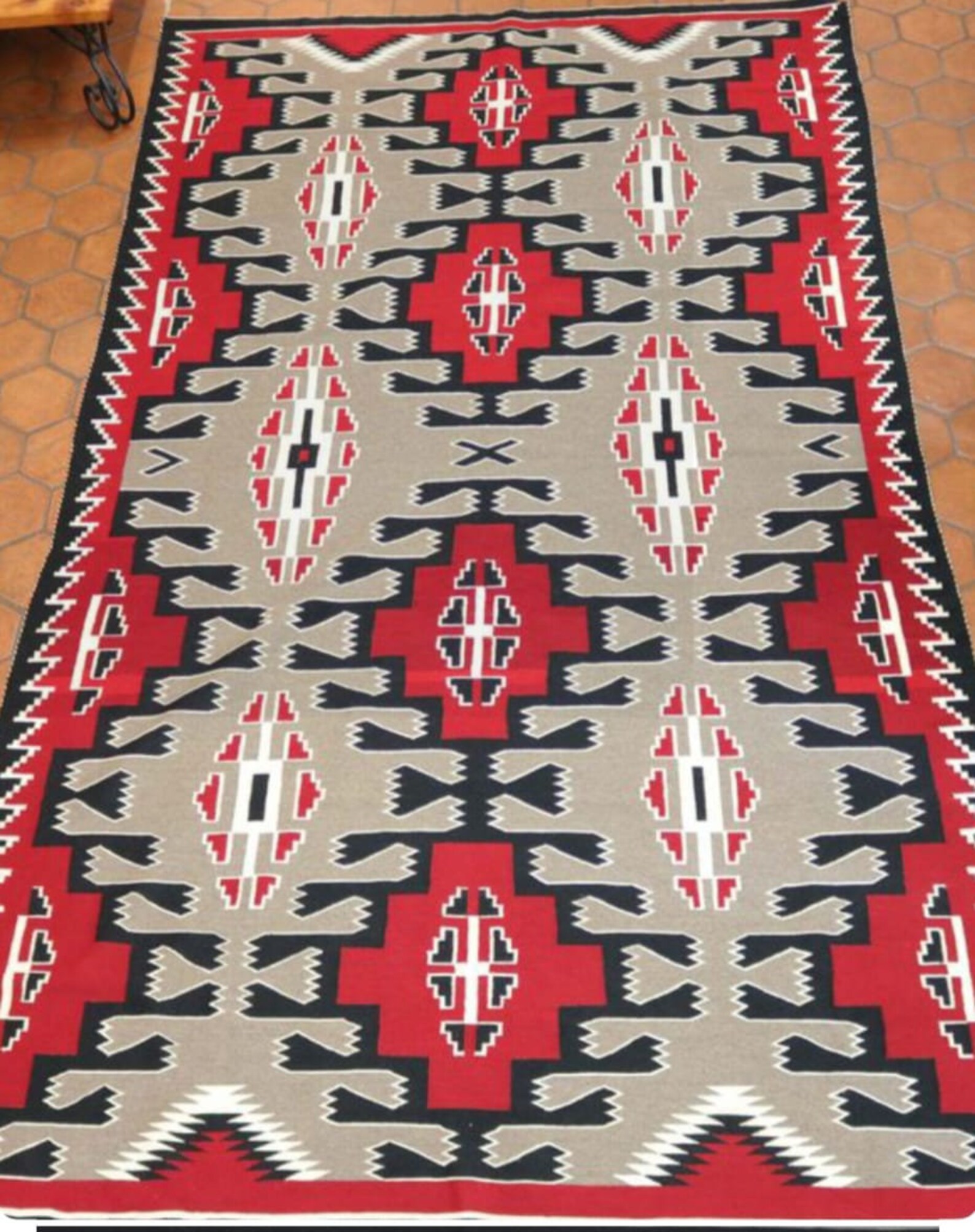 Handwoven Wool Navajo Rug Geometric Pattern Western Design Navajo Kilim ...