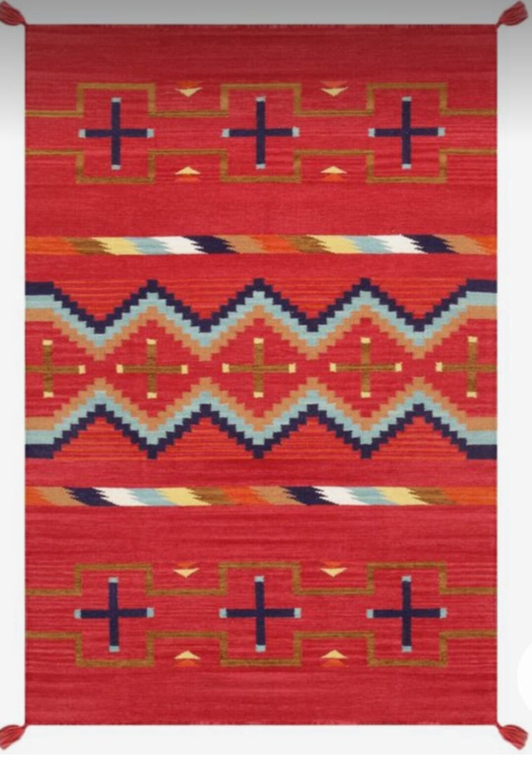 5x8 Handwoven Wool Navajo Rug Modern Geometric Pattern, Southwest Decor ...