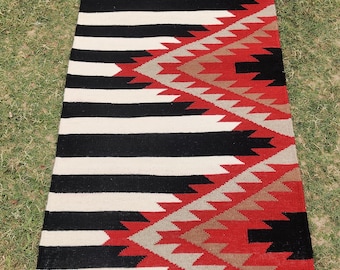 Handwoven Navajo Rug Geometric Pattern Size 4x6 , Free Shipping Native ...