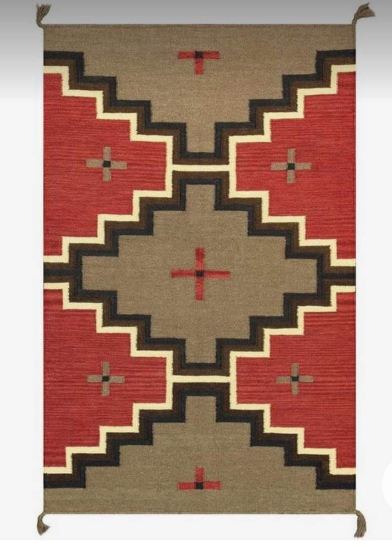 Handwoven Wool Navajo Rug Geometric Pattern Western Design Navajo Kilim ...
