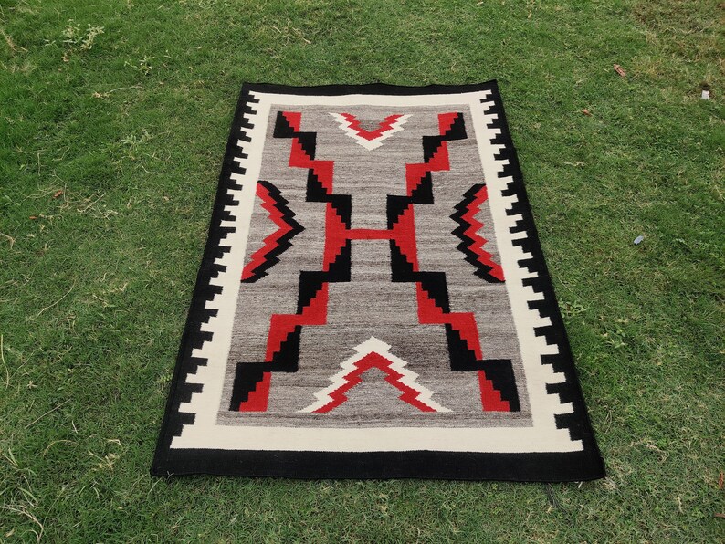 Handwoven Navajo Rug Geometric Pattern Free Shipping Native American ...